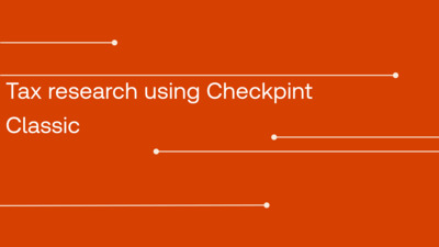 Tax Research Using Checkpoint Classic - Product Training - US | Thomson ...