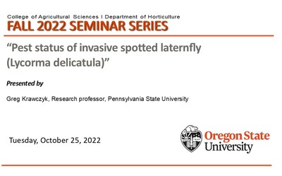 Fall 2022 Horticulture Seminar Series, Oct 25, Greg Krawczyk Penn State ...