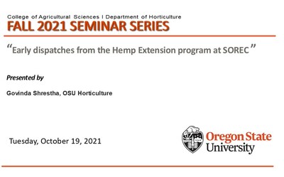 Fall 2021 Horticulture Seminar Series, Oct. 12, Govinda Shrestha, OSU ...