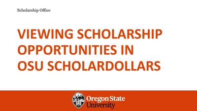 Viewing Scholarship Opportunities in ScholarDollar for 10.25.22 - OSU ...