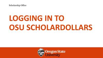 Logging in to scholars Dollars 10.25.22 - OSU MediaSpace