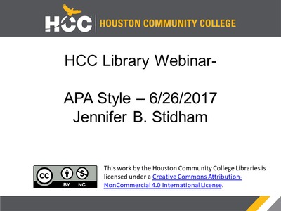 HCC Library Webinar - APA Format - Edutube