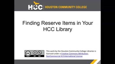 Finding Reserve Items in Your HCC Library - Edutube