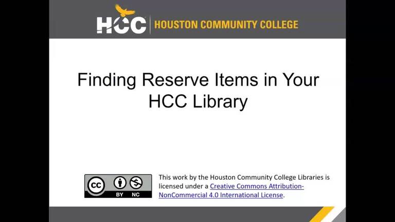 Finding Reserve Items in Your HCC Library - Edutube