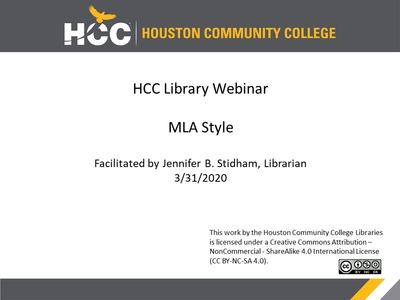 HCC Library Webinar - MLA Format - Edutube