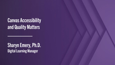 Canvas Accessibility and Quality Matters - Clemson University