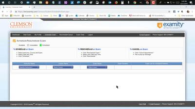 Examity Student scheduling - Clemson University