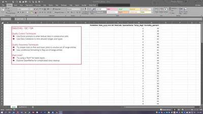 Excel Data Entry and QA/QC - Video on Demand