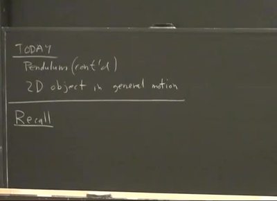 18 - Physical pendulum; 2D object in general motion Session 18 - Video ...
