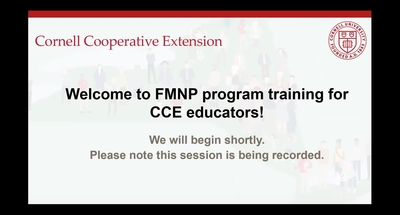 FMNP Program Logistics Training for CCE Staff - Video on Demand