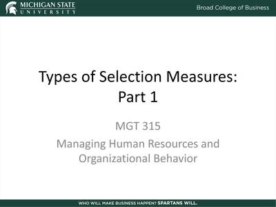 3.Types of Selection Measures.Part 1 - MSU MediaSpace