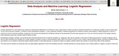 Machine Learning course at FRIB/NSCL, May 22 Lecture - MSU MediaSpace