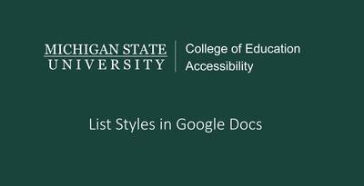 Google Docs List Styles Tutorial - MSU MediaSpace