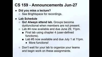CS 159 - Lecture 9 - Monday June 27 - MediaSpace
